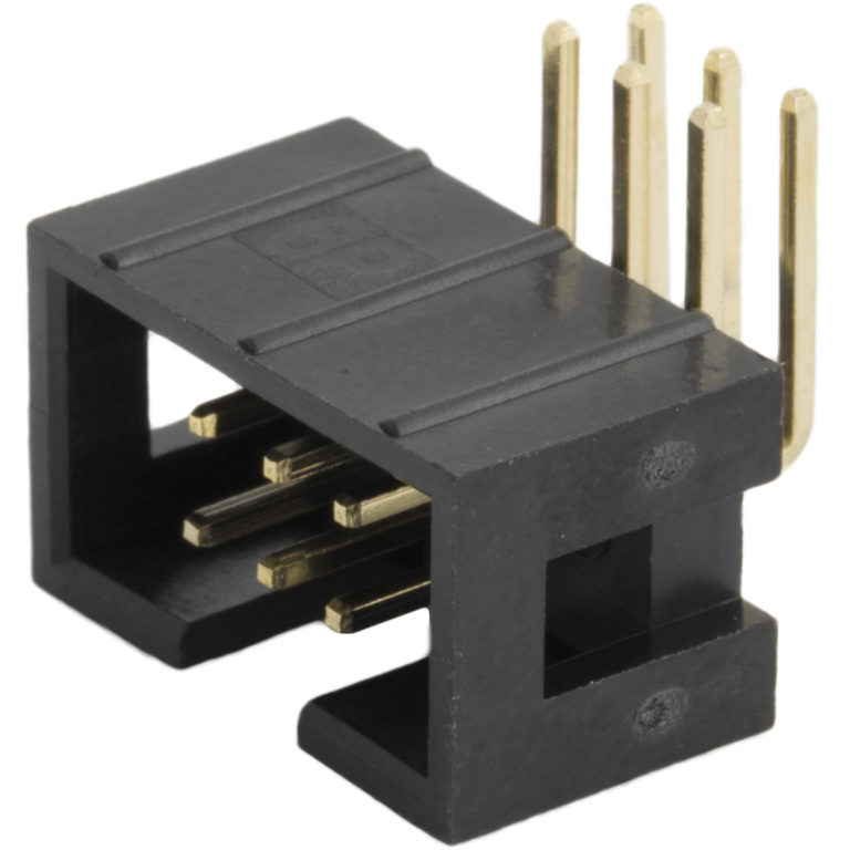 IDC Male connector (shrouded header), 6 pin, right angle leads - Protostack