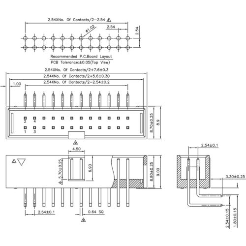 IDC Male connector (shrouded header), 10 pin, right angle leads ...