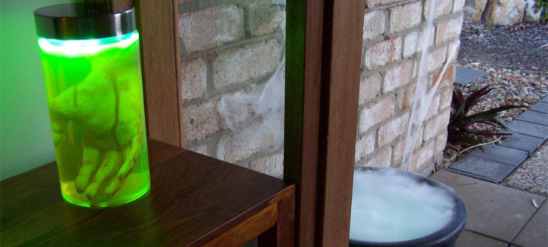 Severed hand in a jar Halloween display - Protostack